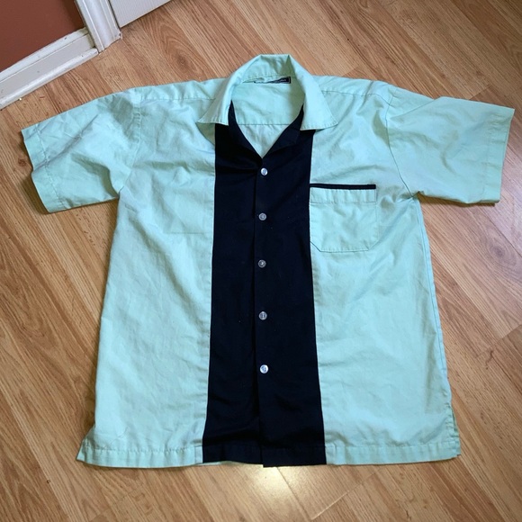 Charlie Harper | Shirts | Mens Retro Bowling Shirt Charlie Harper Mint ...